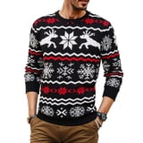 Iceglad Men's Ugly Christmas Sweater Reindeer Snowflake Print Acrylic ...