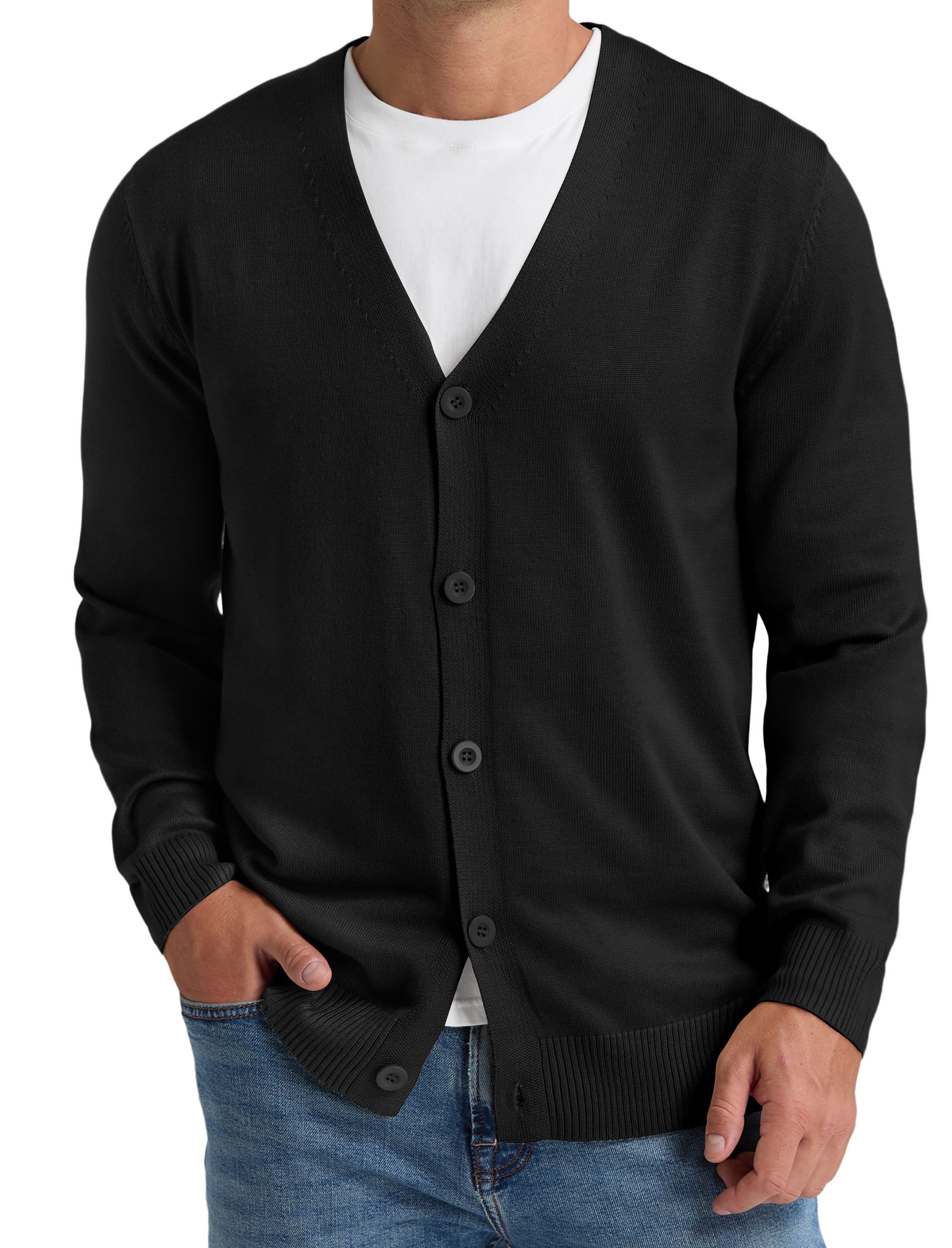 Iceglad Men's Vintage Striped Long Sleeve Button Down Cardigan Sweater ...