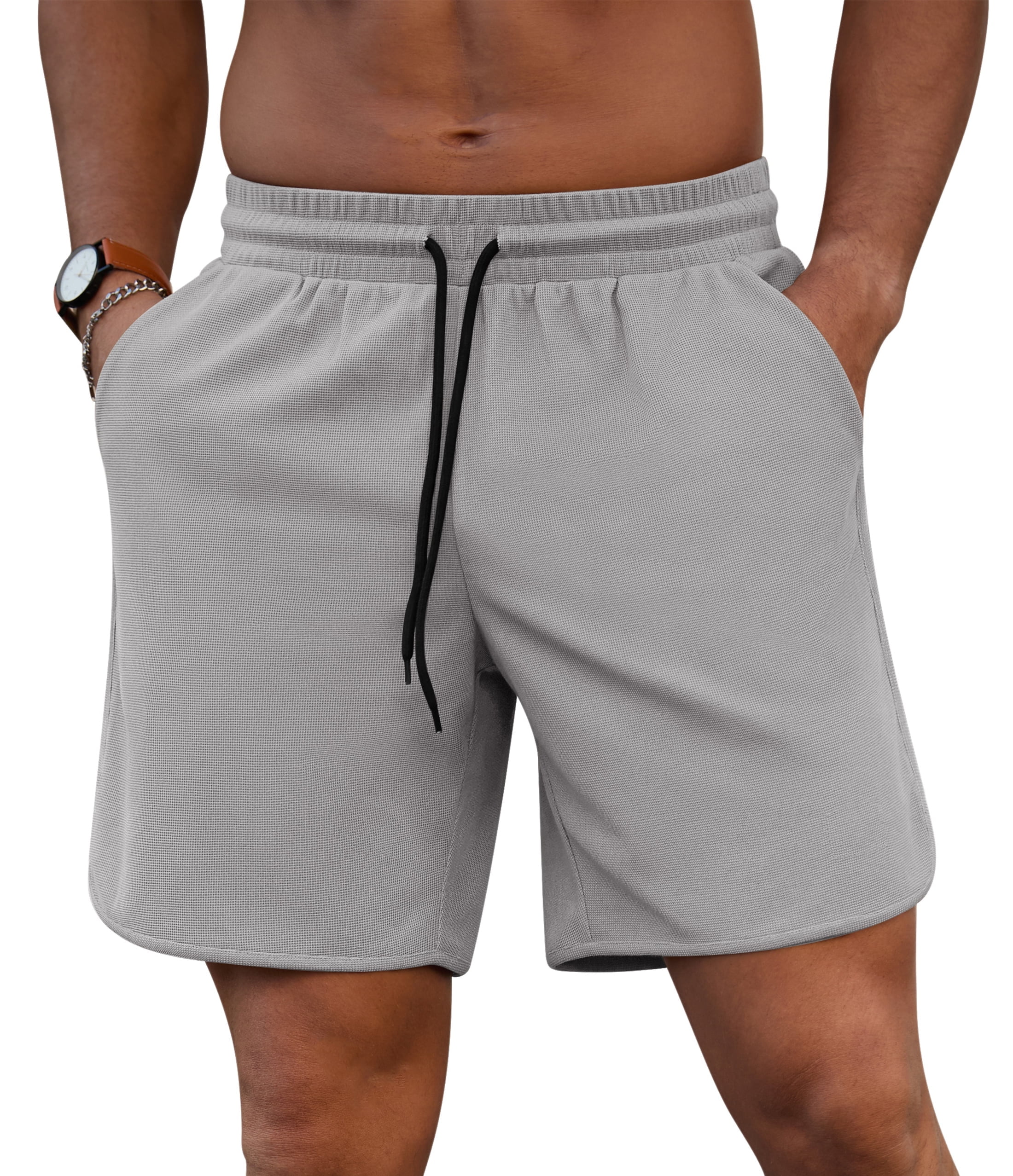Iceglad Mens Athletic Shorts Elastic Drawstring 7in Inseam Stretch ...