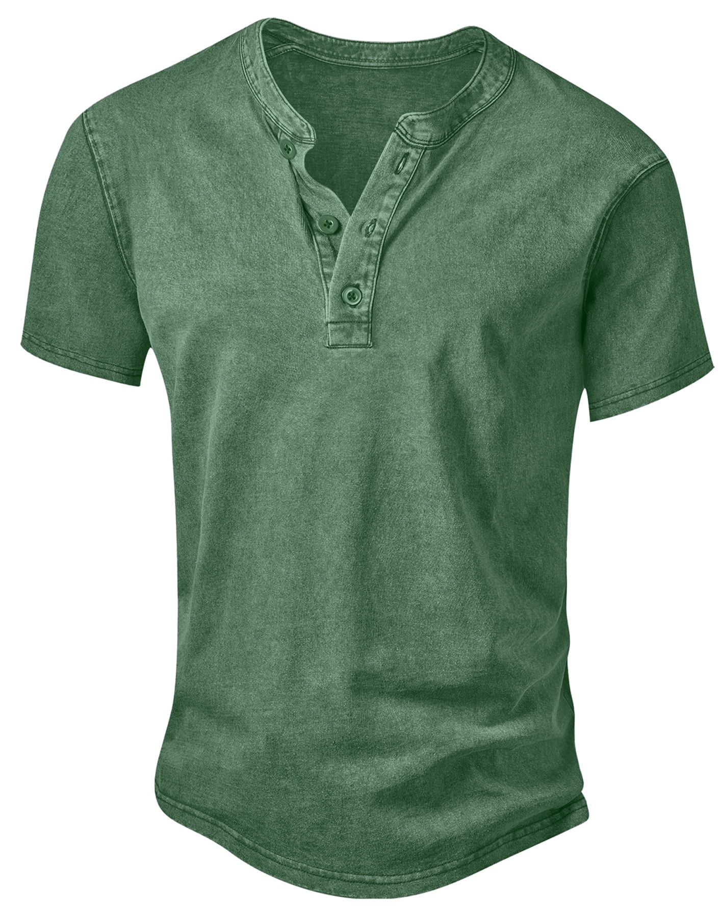 Iceglad Mens Distressed Henley Shirts Retro Short Sleeve Cotton Tee ...