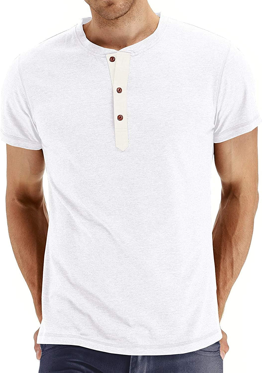 Iceglad Mens Fashion Casual Front Placket Basic Short Sleeve Henley T ...