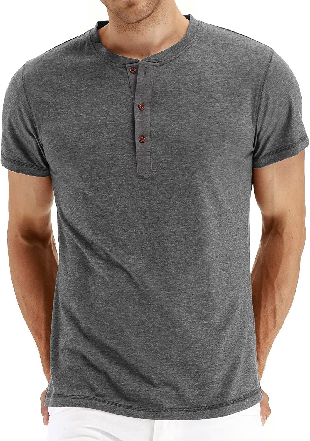 Iceglad Mens Fashion Casual Front Placket Basic Short Sleeve Henley T ...