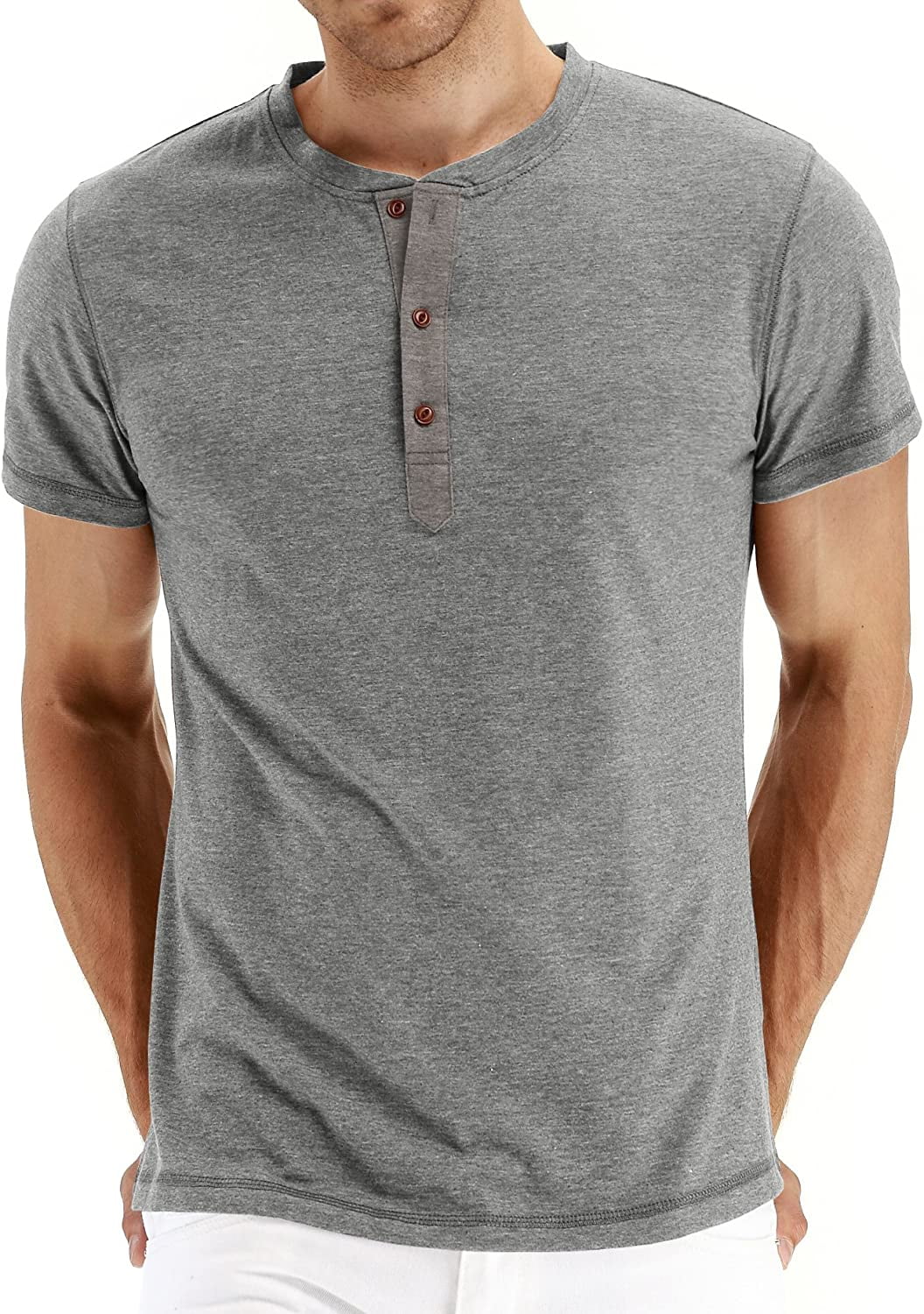 Iceglad Mens Fashion Casual Front Placket Basic Short Sleeve Henley T ...