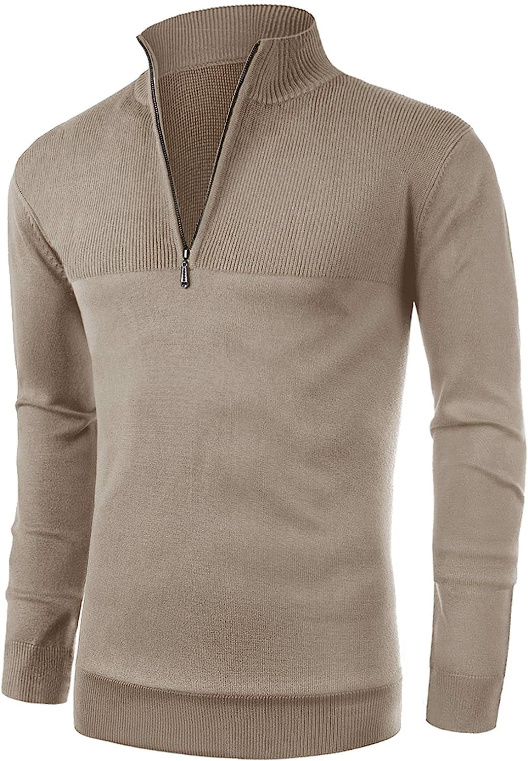 Iceglad Mens Slim Fit Mock Neck Polo Sweater, Lightweight, Long Sleeve ...
