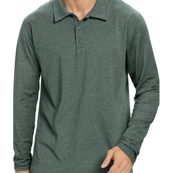 Afdoent Mens Polo Shirts Men's Cotton Linen Long Sleeve Shirt Casual ...