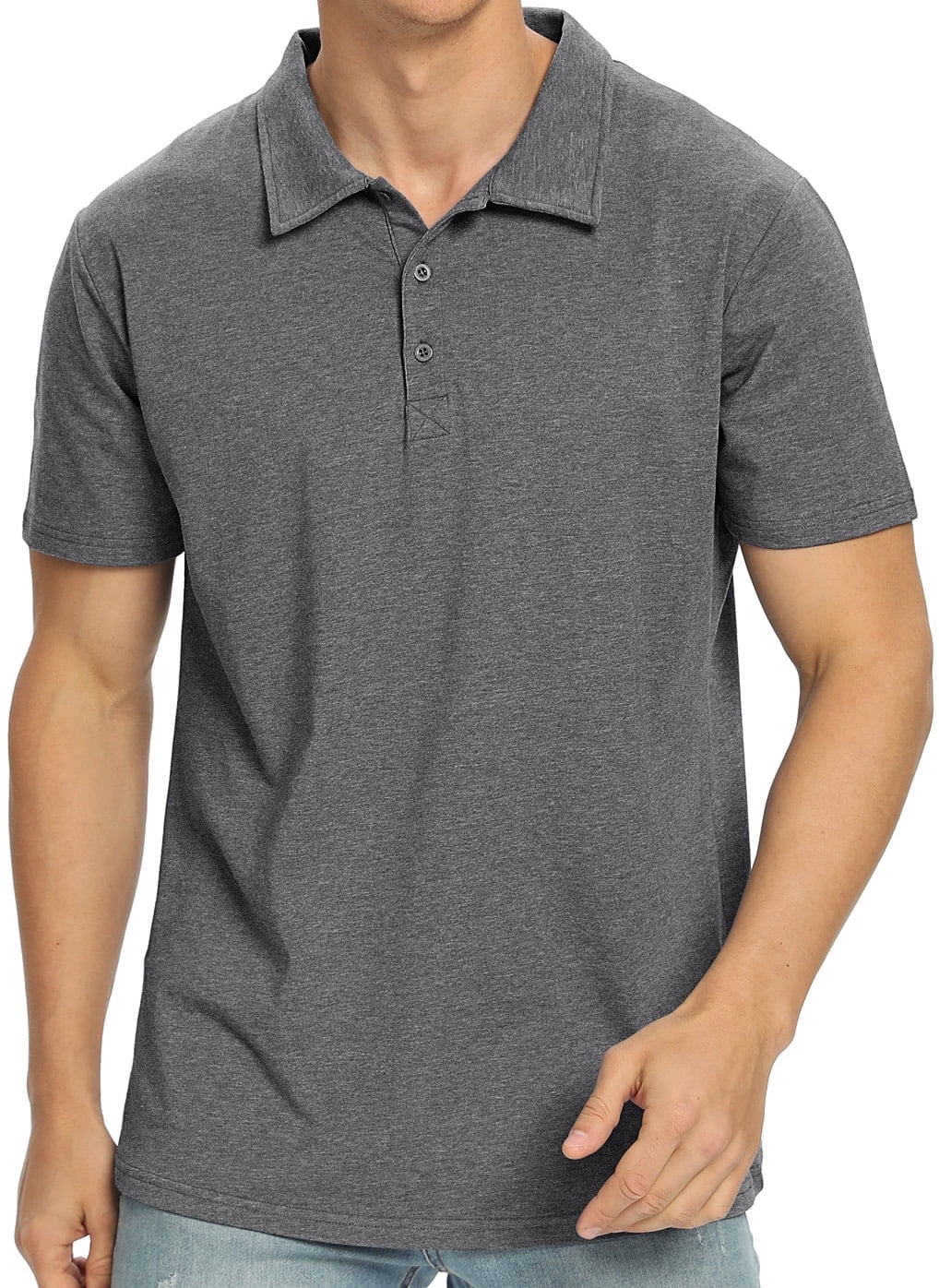 Iceglad Men's Soft Cotton Polo Shirts, Short Sleeve Collared Tops ...