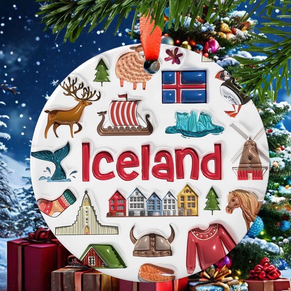 Iceland Christmas Ornament, Ceramic/Acrylic Ornament, Festival Gift ...