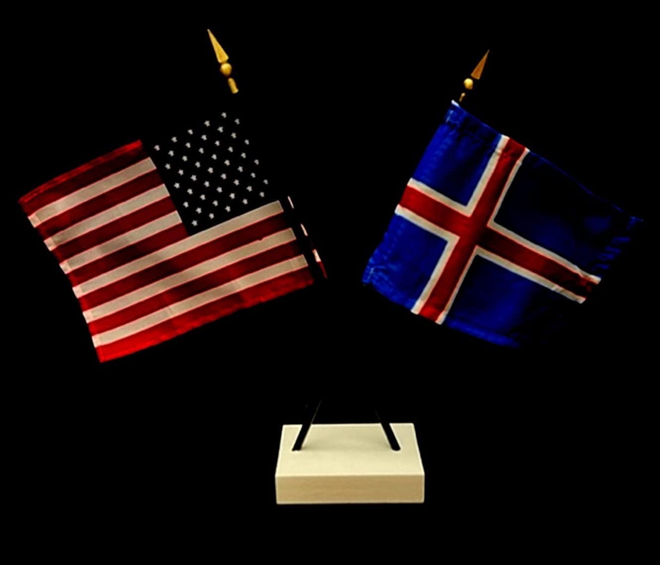 Iceland Desk Flag Set; Contains One USA and One Country Flag with a ...