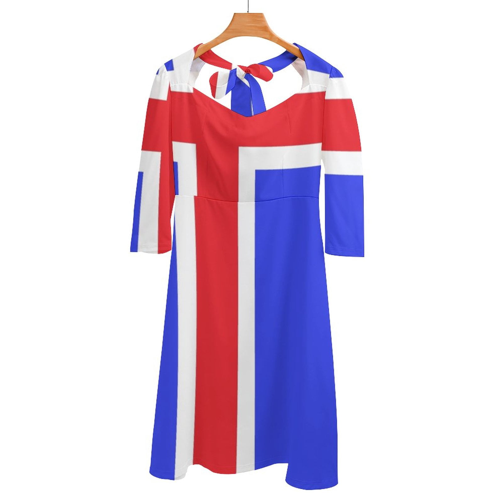 Iceland Flag Back Lacing Backless Dress Square Neck Dress Sweetheart ...
