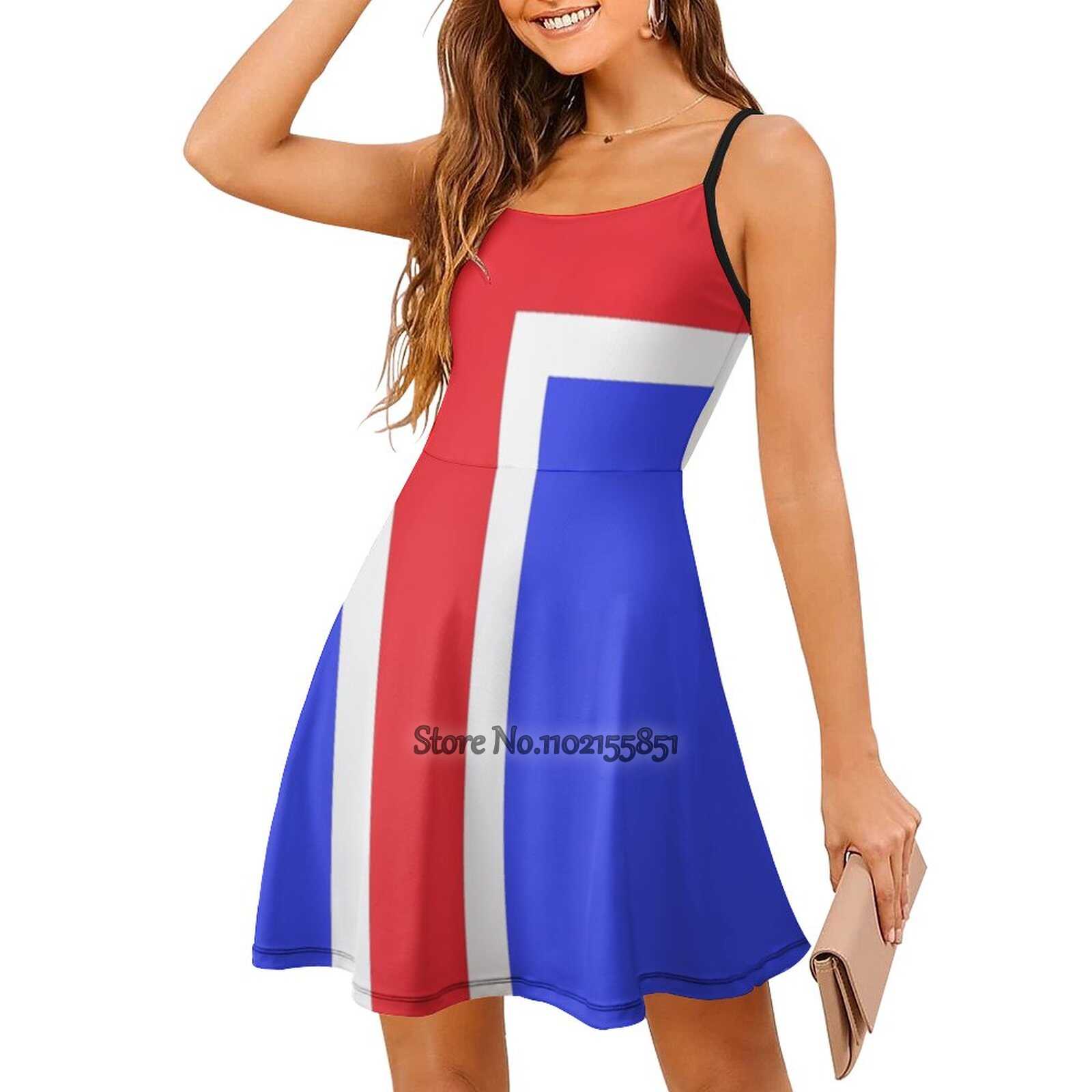 Iceland Flag Back Lacing Backless Dress Square Neck Dress Sweetheart ...