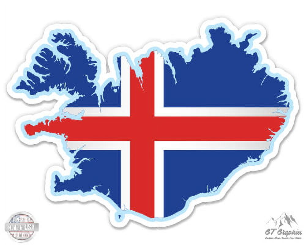Iceland Map Flag Country Shape - 8" Vinyl Sticker - For Car Laptop I ...