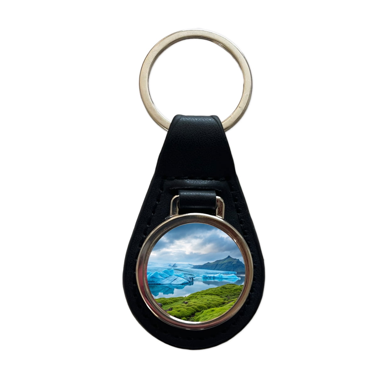 Iceland Nature Metal Black Leather Keychain - Walmart.com