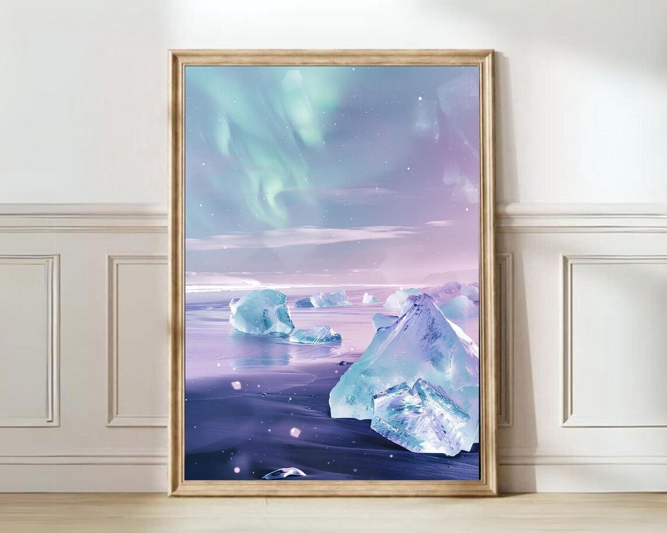 Iceland Print Iceland Illustration Iceland Painting Aurora Borealis ...