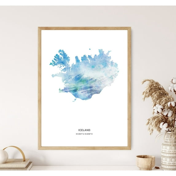 Iceland Print, Iceland Poster, Iceland Map Art, Map Of Iceland UNFRAMED ...