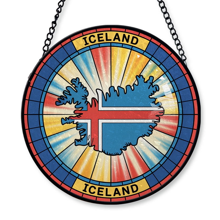 Iceland Travel Decor Suncatcher Stained Glass Window Hanging, Gift for ...