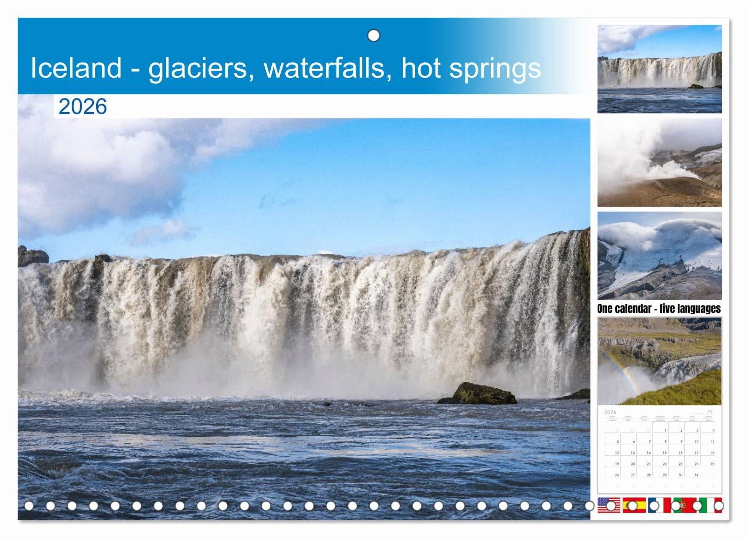 Iceland - glaciers, waterfalls, hot springs (Monthly Wall Calendar 2026 ...
