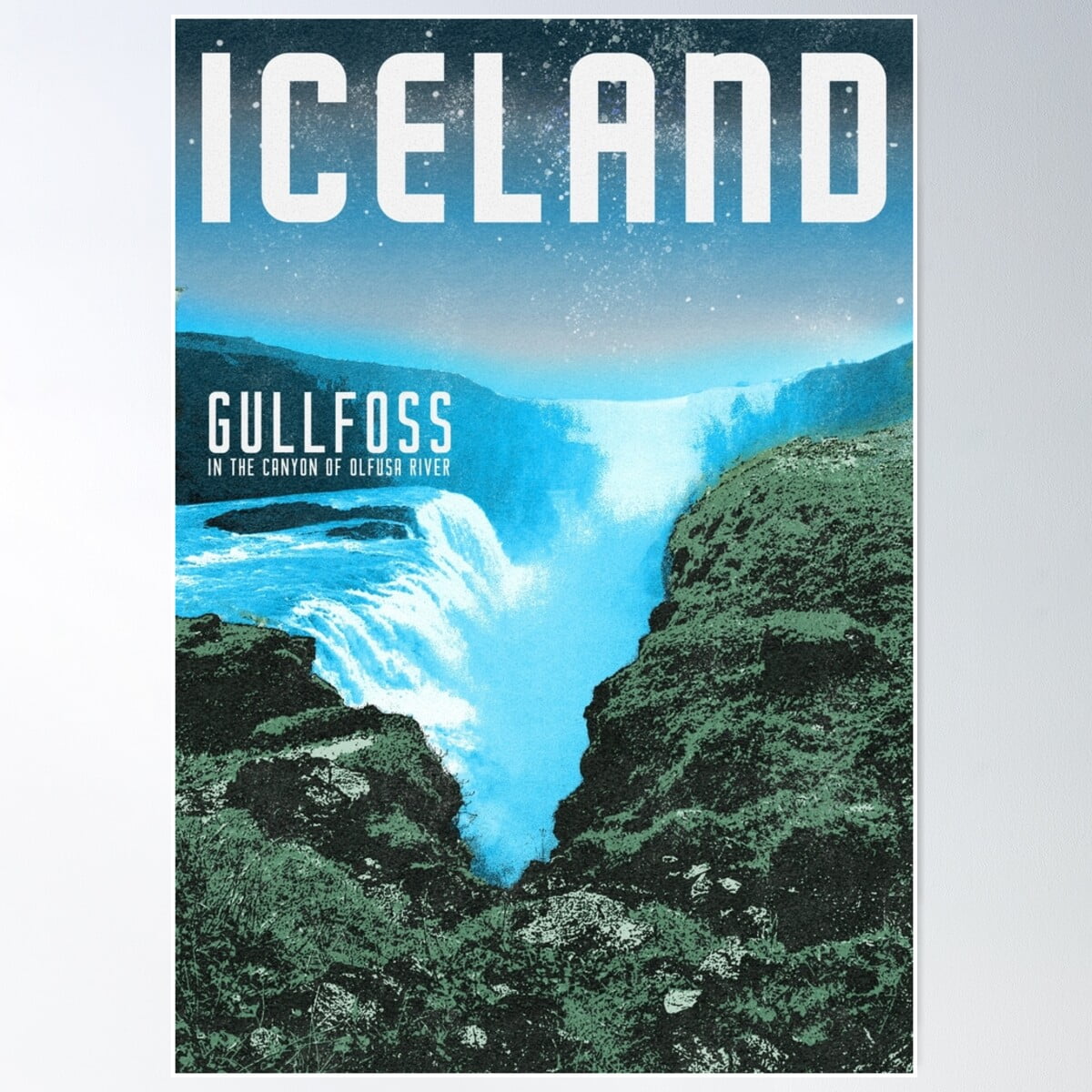 Iceland's Gullfoss waterfall Poster, 8x12 UNFRAMED - Walmart.com