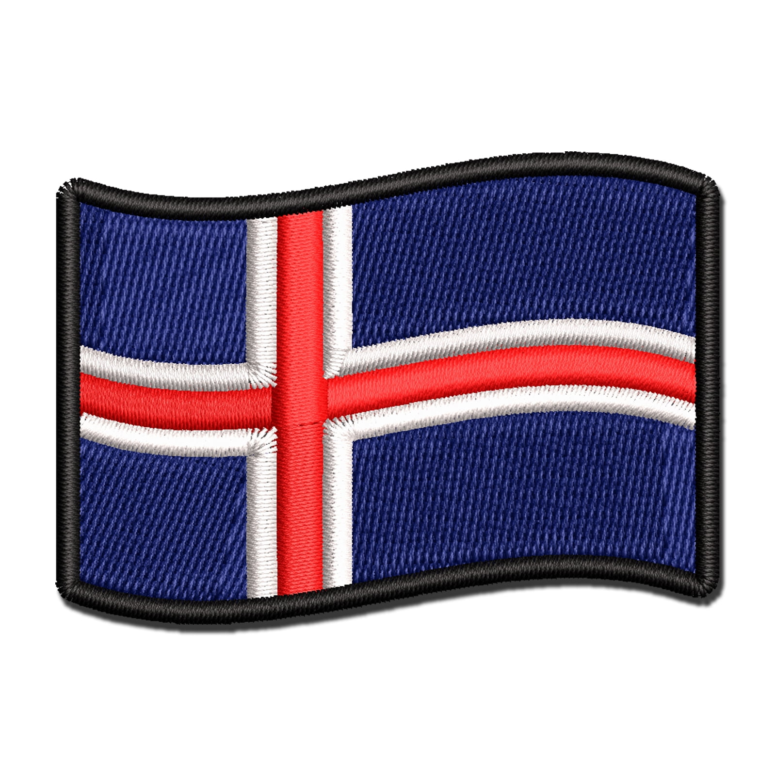 Iceland with Waving Flag Cute Applique Multi-Color Embroidered Iron-On Patch - 3 Inch Medium ...