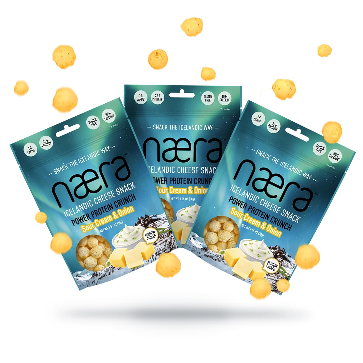 Icelandic - 3-Pack Sour Cream & Onion 100% Cheese Crunch Power Protein ...