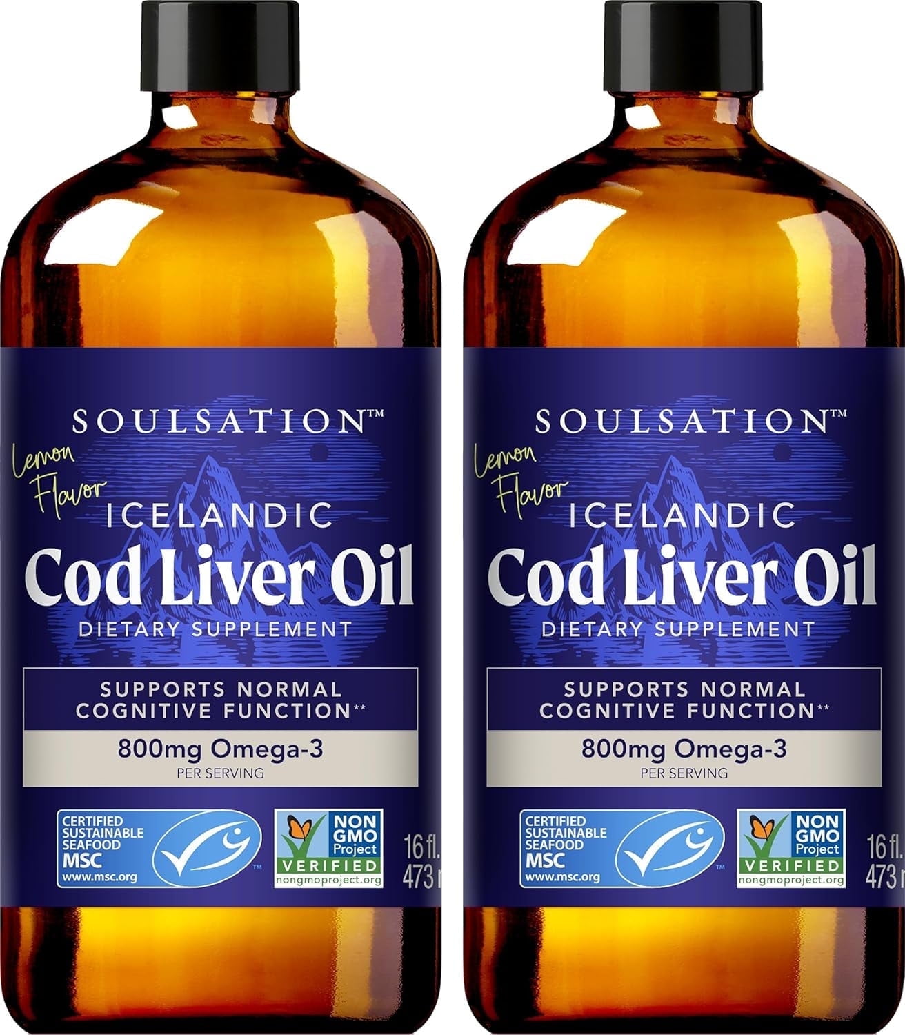 Soulsation Icelandic Cod Liver Oil with Vitamins A & D, 800mg Omega 3 ...