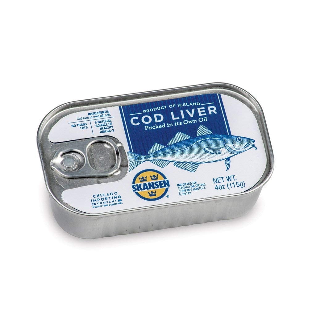 Icelandic Cod Liver Tins Packed in its Own Oil, 4-ounces(PACK OF 12 ...
