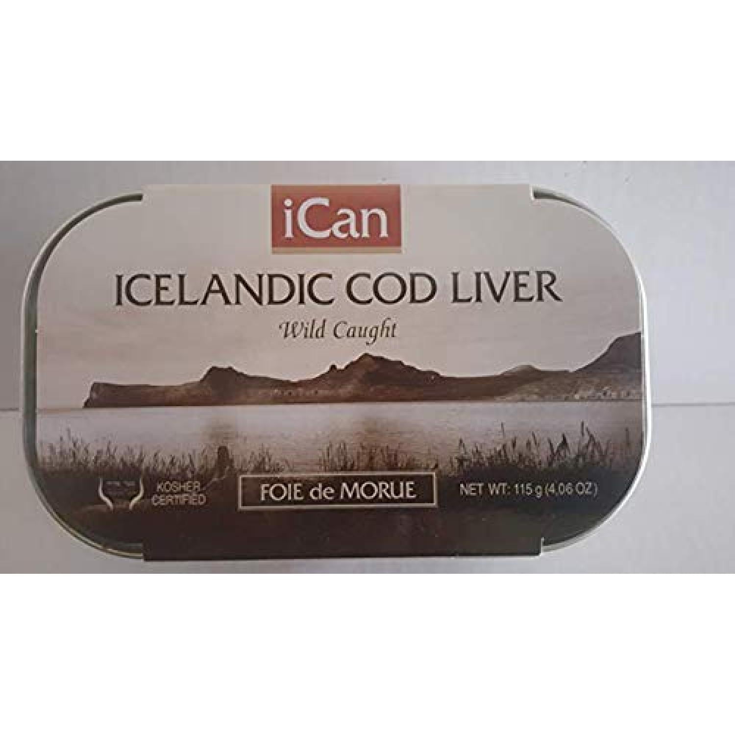 Wild Caught Icelandic Cod Liver in Tinned Oil, 4oz Cans (Pack of 12 ...