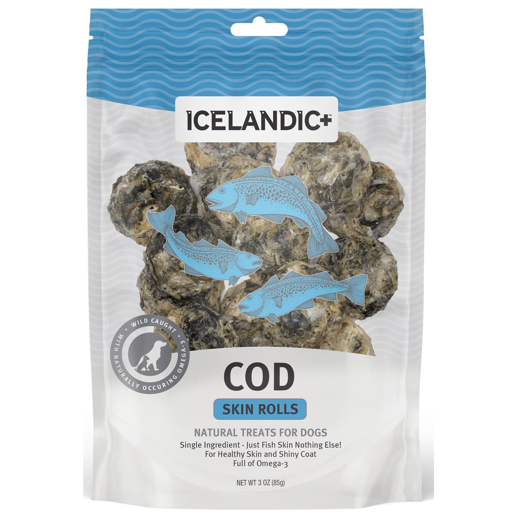 Icelandic+ Skin Rolls: Cod - 3oz Bag, Dog Treats, Pure Wild-Caught Air ...