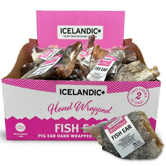 Icelandic+ Fish Ear - 30 Pack - Pig Ear Hand-Wrapped In Fish Cod Skin ...