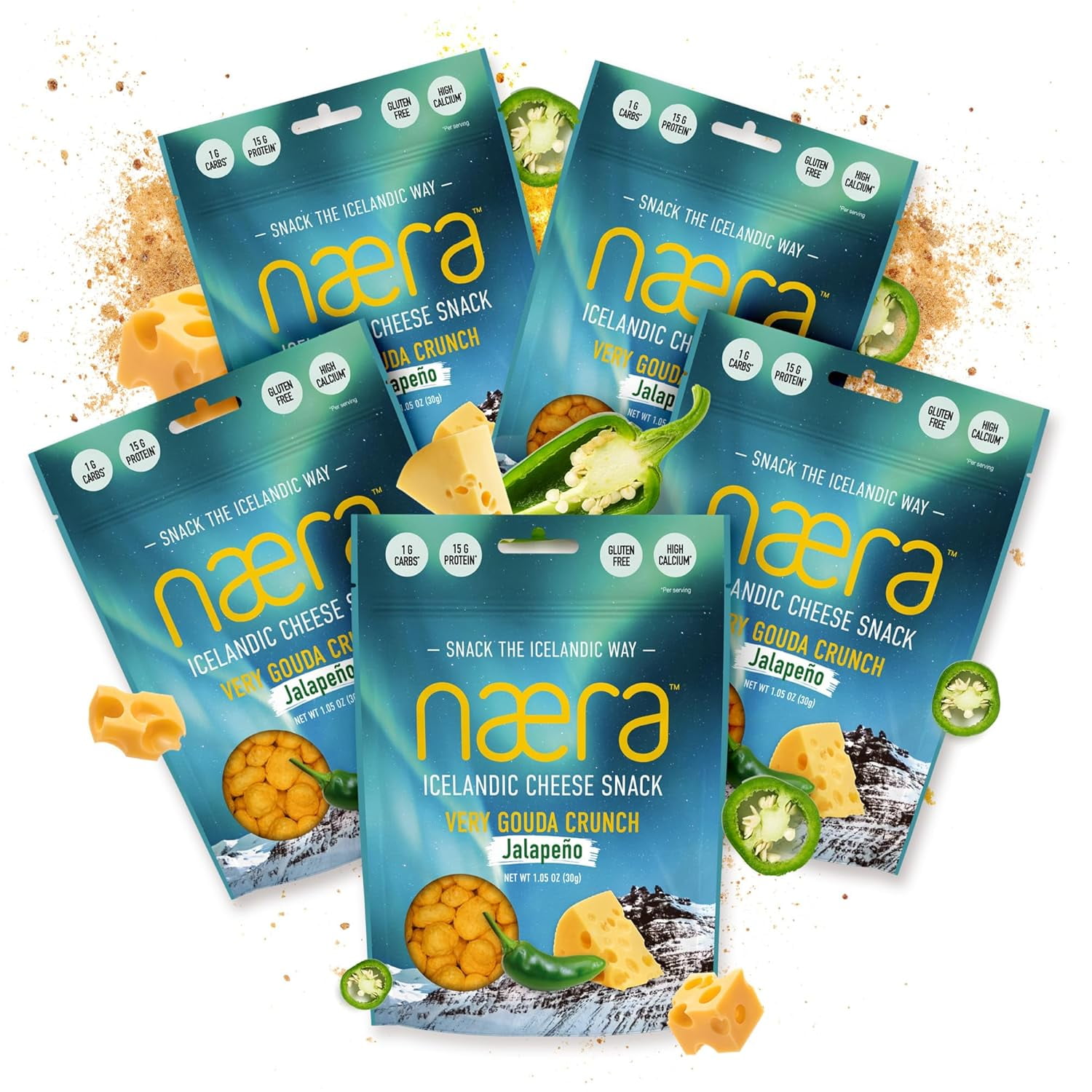 Icelandic- Very Gouda Jalapeno Crunch 100% Icelandic Popped Snack- Keto ...