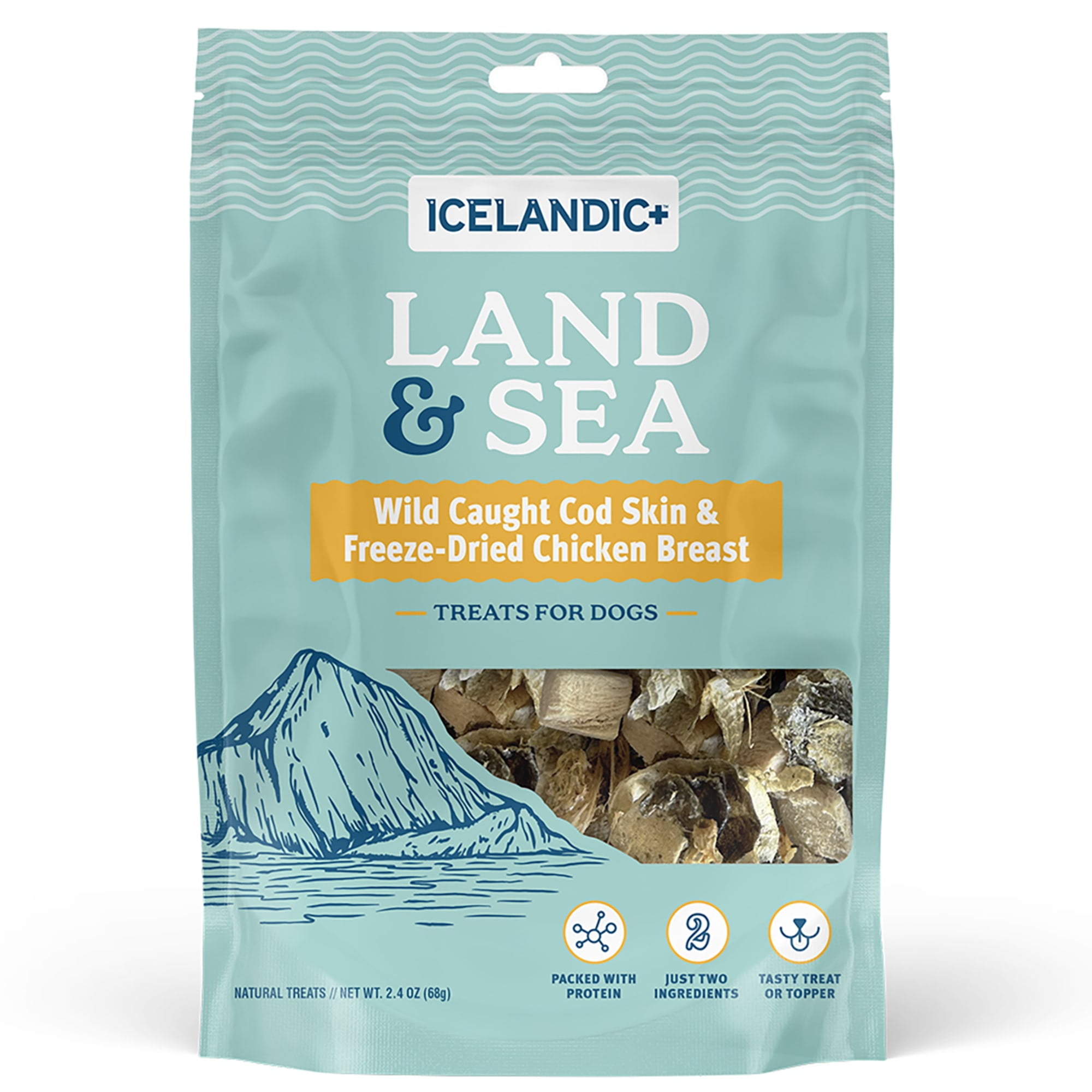 Icelandic+ Land & Sea Wild Caught Cod Skin & Freeze-Dried Chicken ...