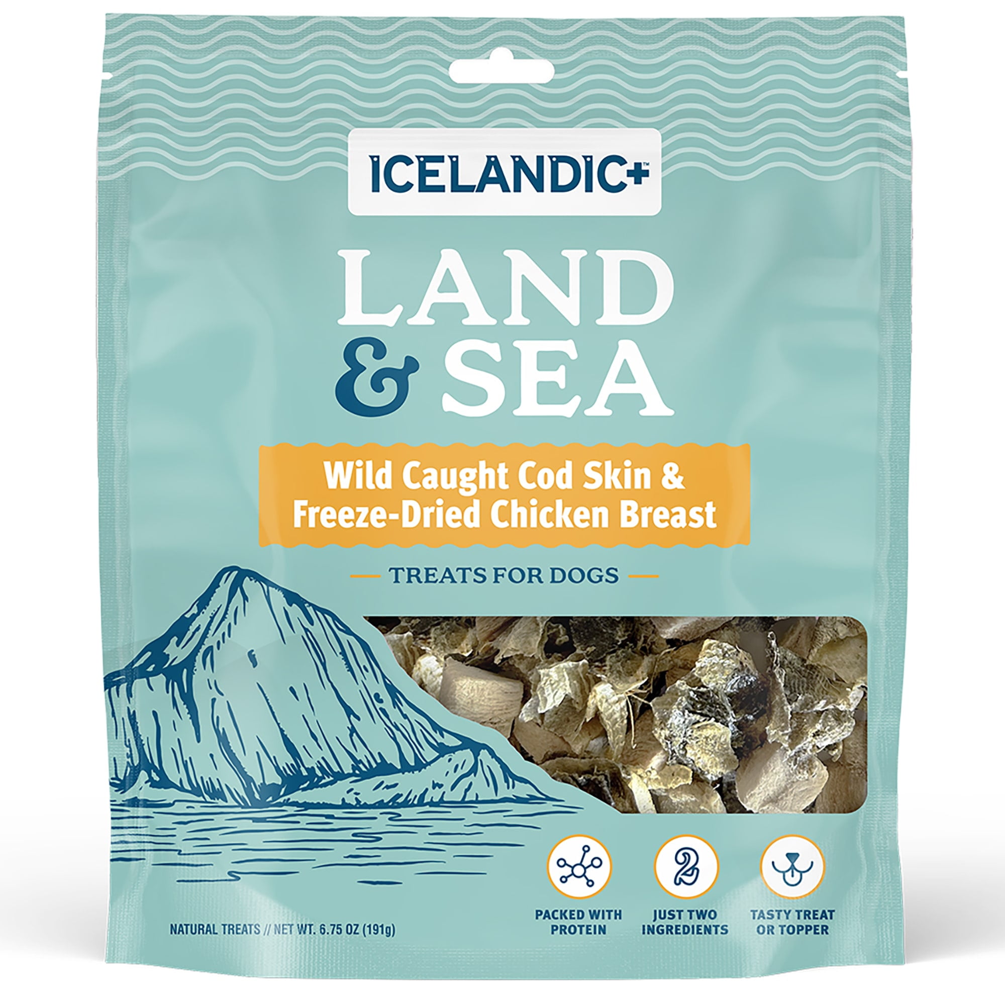 Icelandic+ Land & Sea Wild Caught Cod Skin & Freeze-Dried Chicken ...