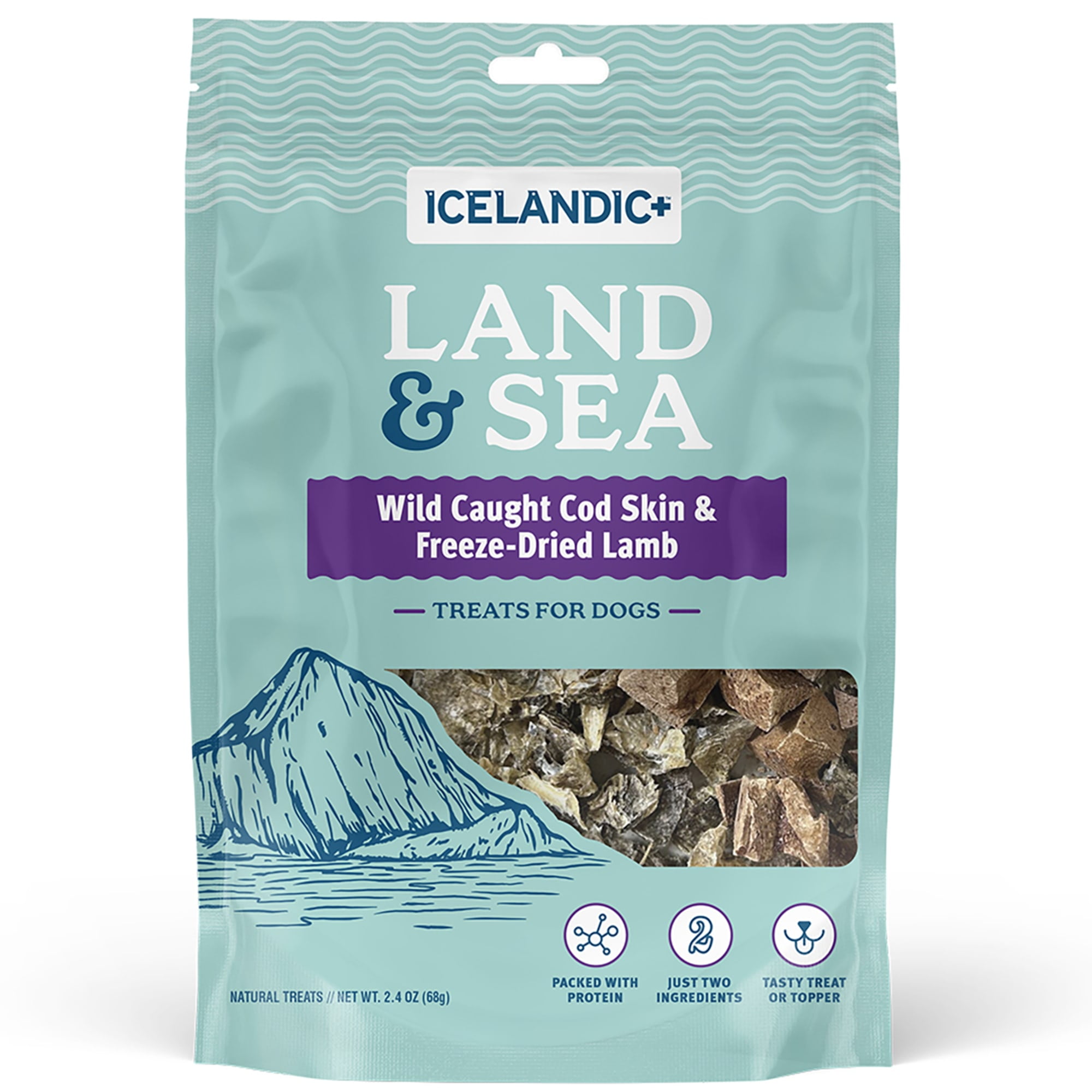 Icelandic+ Land & Sea Wild Caught Cod Skin & Freeze-Dried Lamb - 2.4oz ...