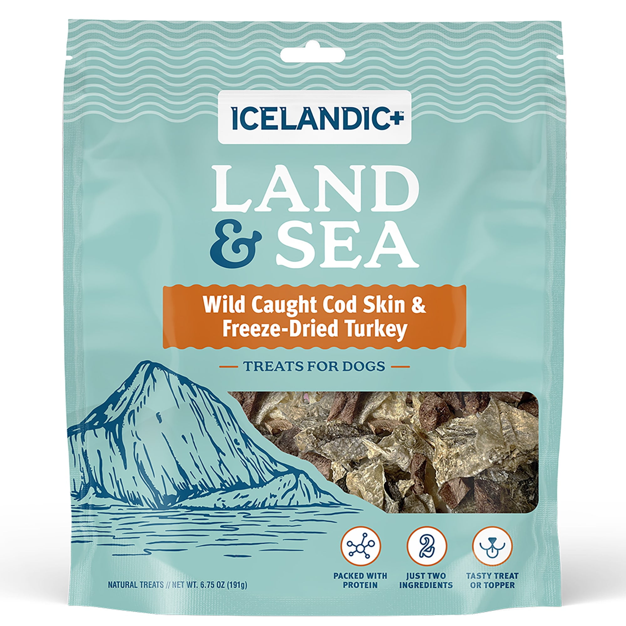 Icelandic+ Land & Sea Wild Caught Cod Skin & Freeze-Dried Turkey - 6 ...