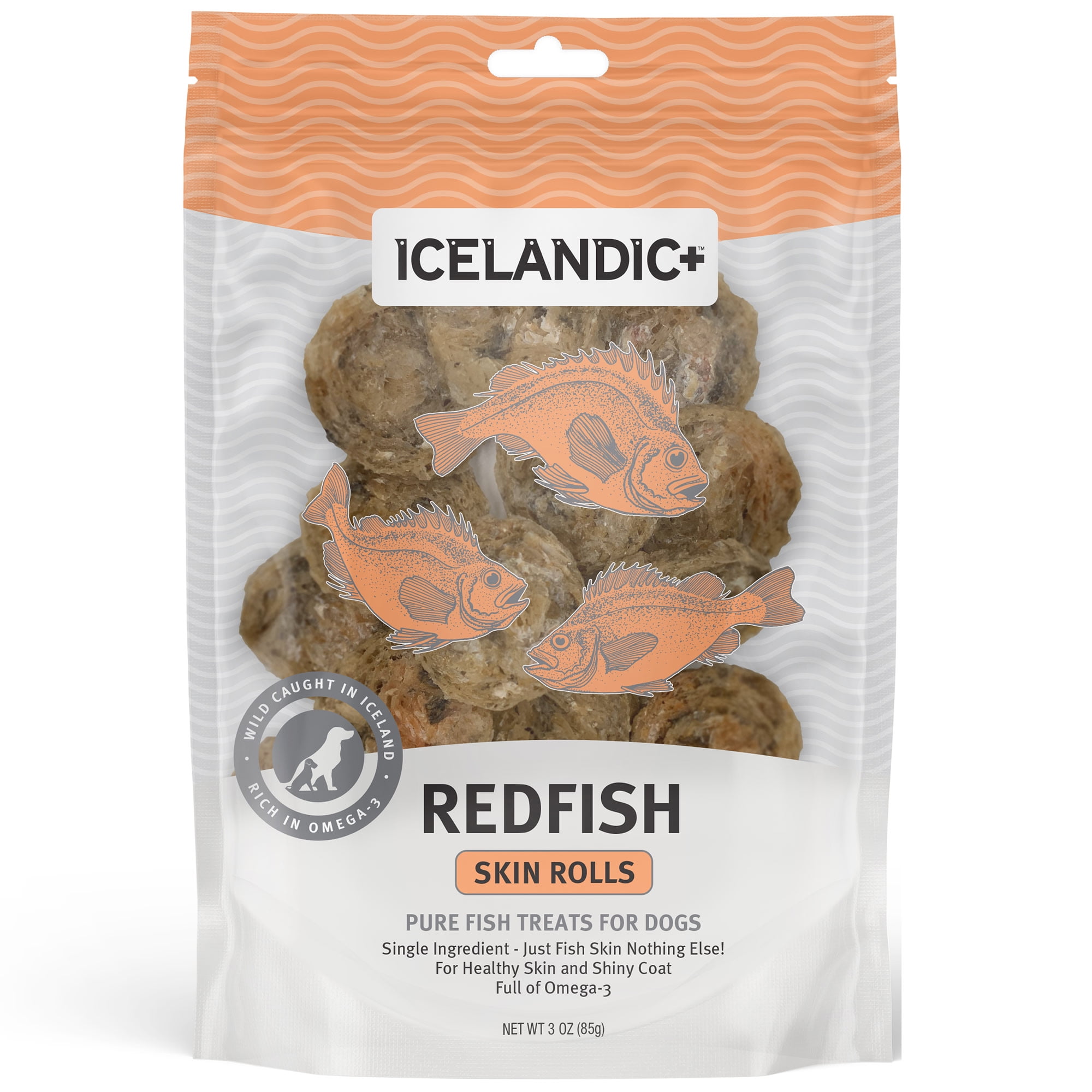 Icelandic+ Skin Rolls: Redfish - 3oz Bag, Dog Treats, Pure Wild-Caught ...