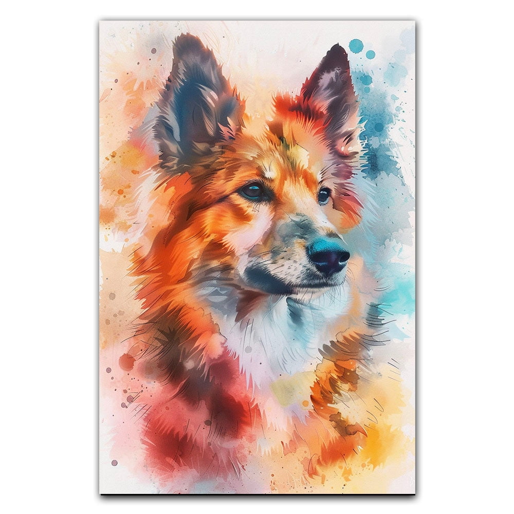 Icelandic Sheepdog Dog Art Print Poster, Wall art Painting Decor ...
