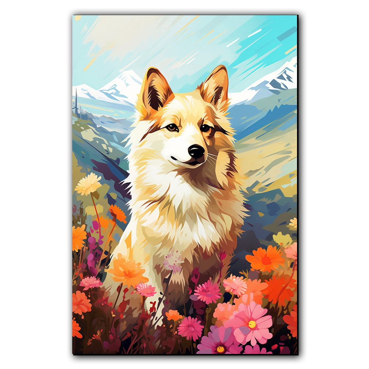 Icelandic Sheepdog Dog Canvas Wall Art for Living Room, Funny Bathroom ...