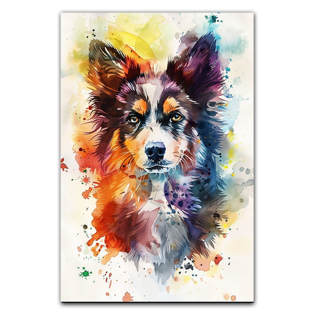 Icelandic Sheepdog Dog Poster Wall Art, Modern Cute Colorful Puppy ...