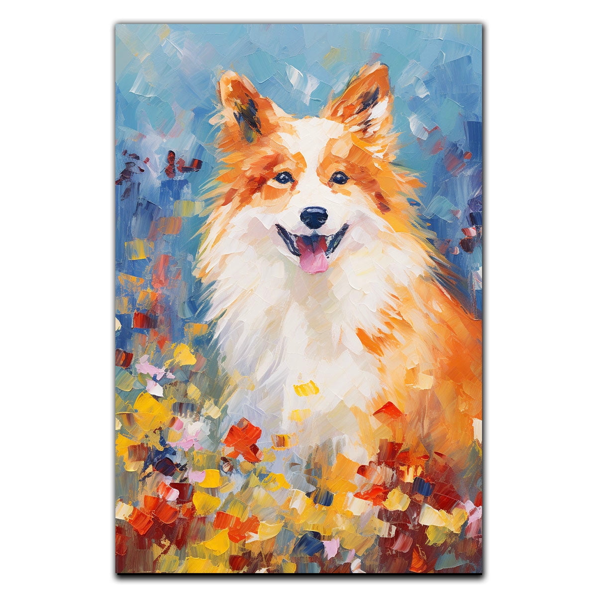 Icelandic Sheepdog Dog Starry Night Van Gogh Wall Art Canvas for Living ...