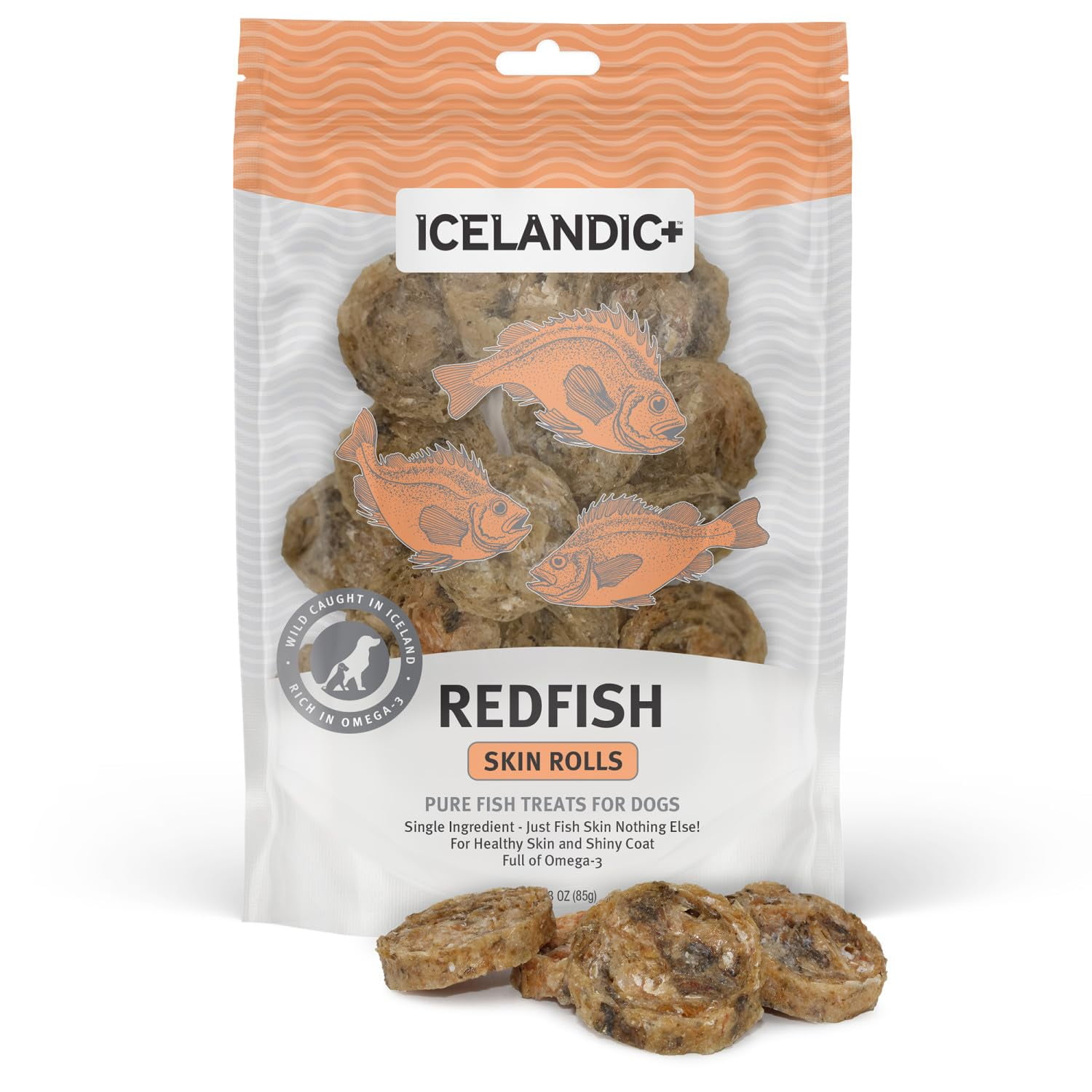 Icelandic+ Skin Rolls: Redfish CCF19 - 3oz Bag, Dog Treats, Pure Wild ...