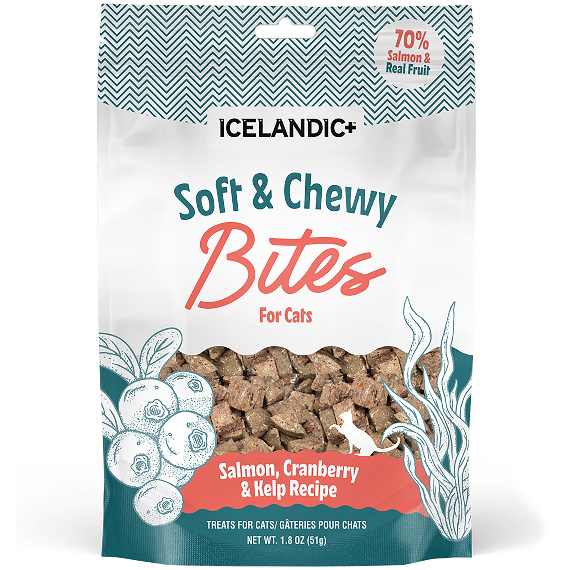 Icelandic+ Soft & Chewy Bites - Salmon, Cranberry & Kelp - 1.8oz Cat ...