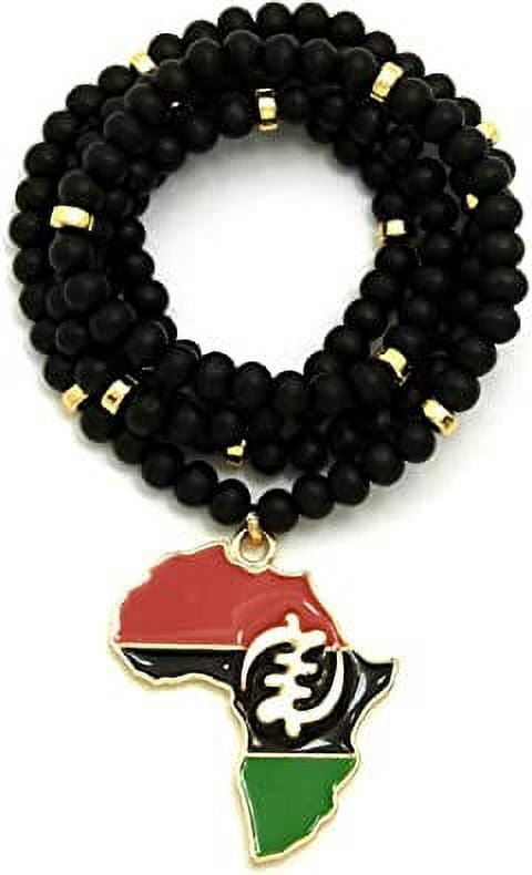 Icemond Pan African Colored Africa Map Continent with Gye Nyame Pendant ...