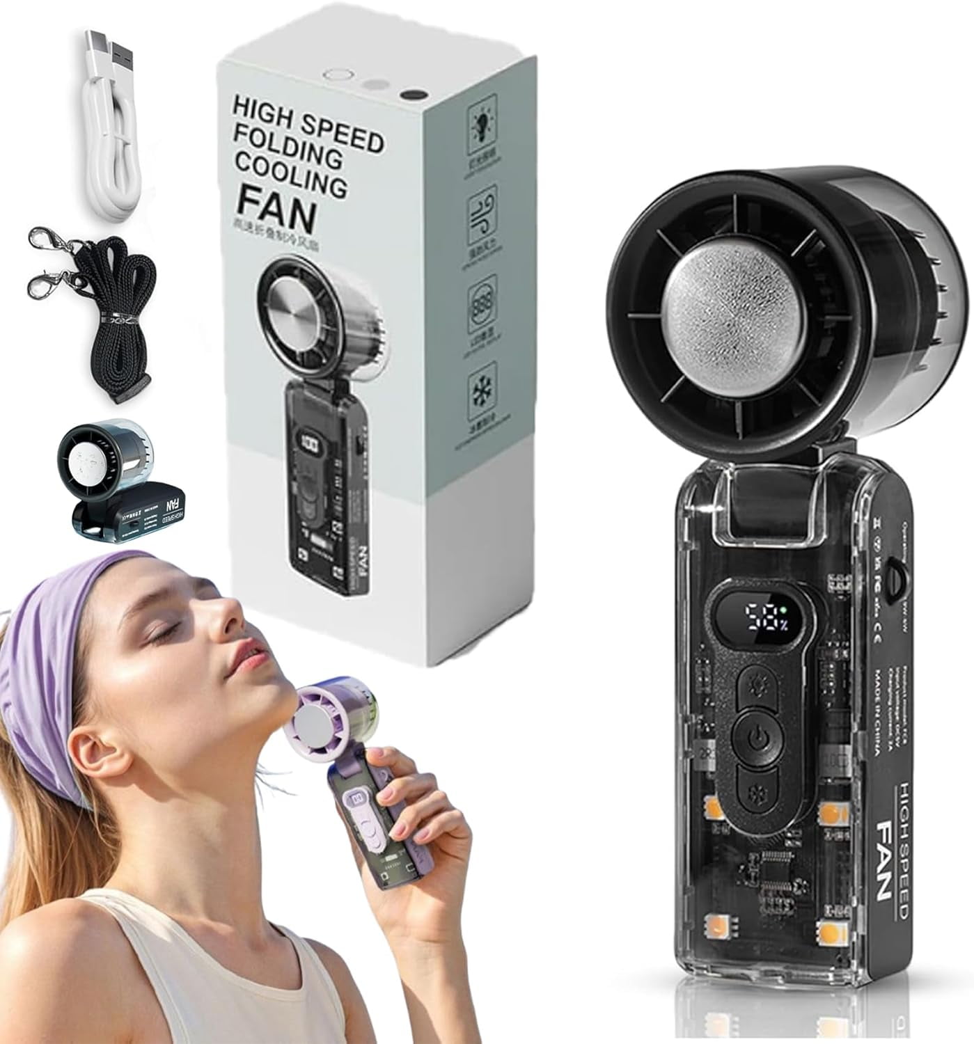 Icerush Turbo – Handheld Fan With Instant Cooling Plate & Led Light ...