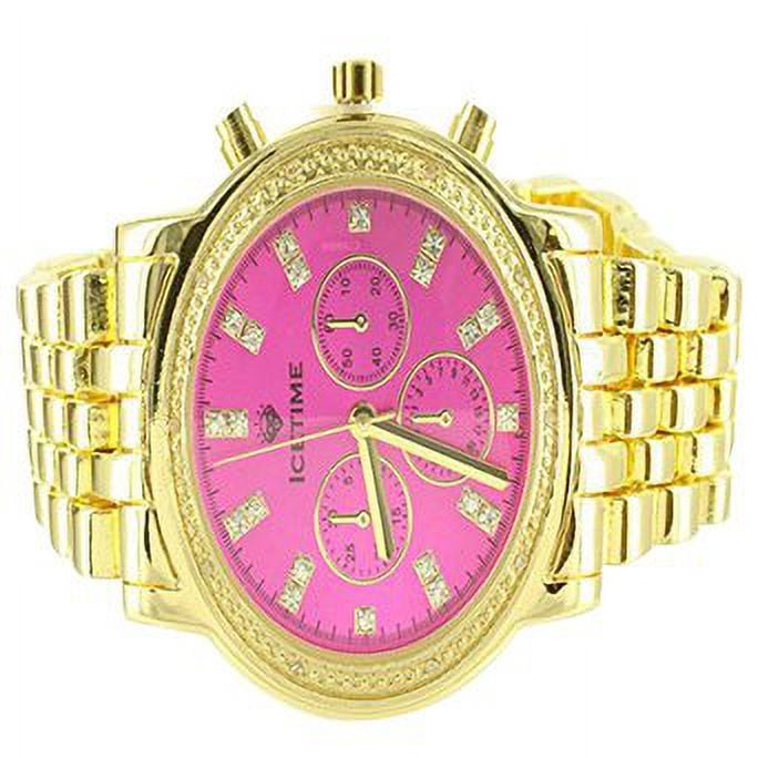 Ice Pink And Gold Watch With Diamonds