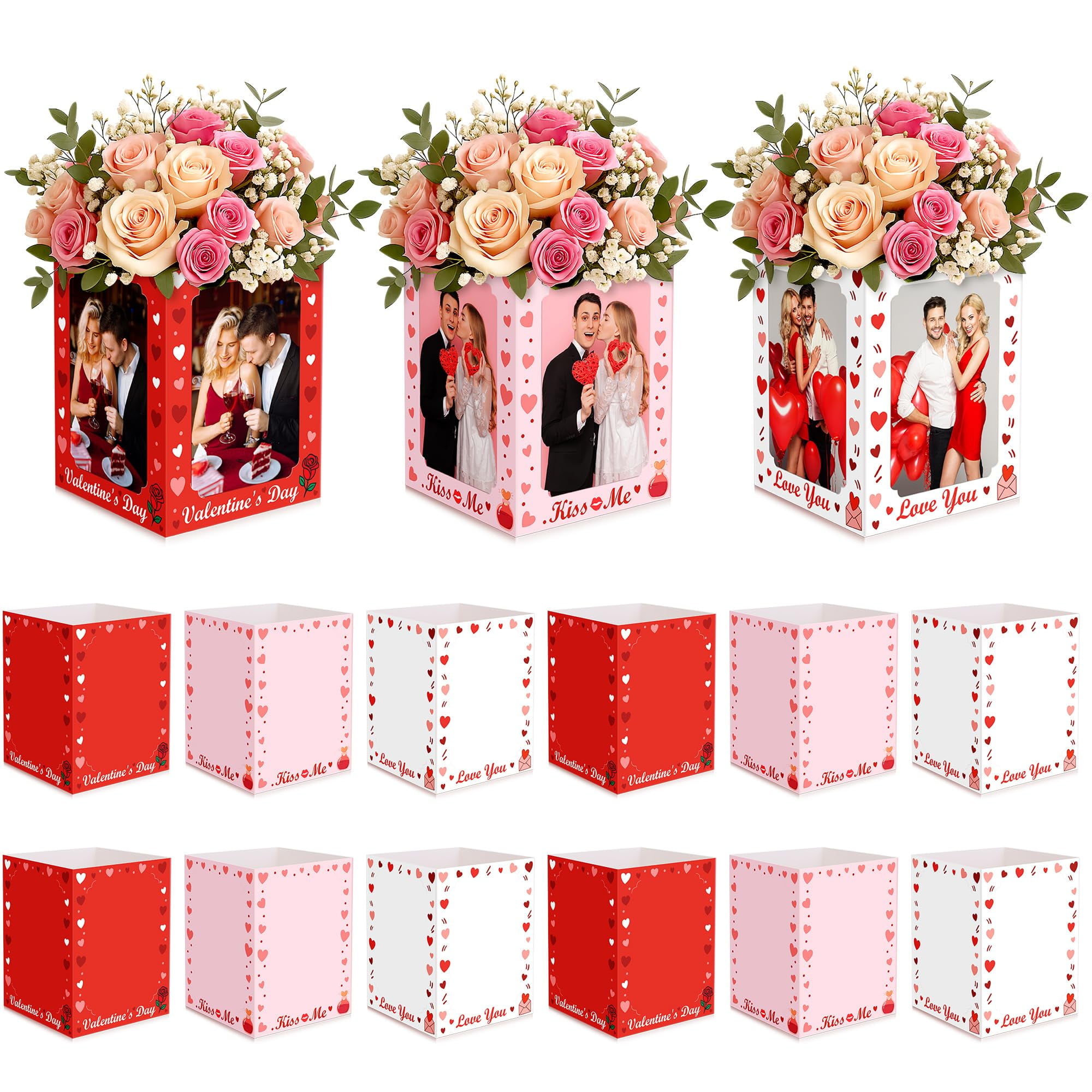 Iceyyyy 12 Pcs Valentine's Photo Centerpieces Box, 6 x 4 Inch Table ...