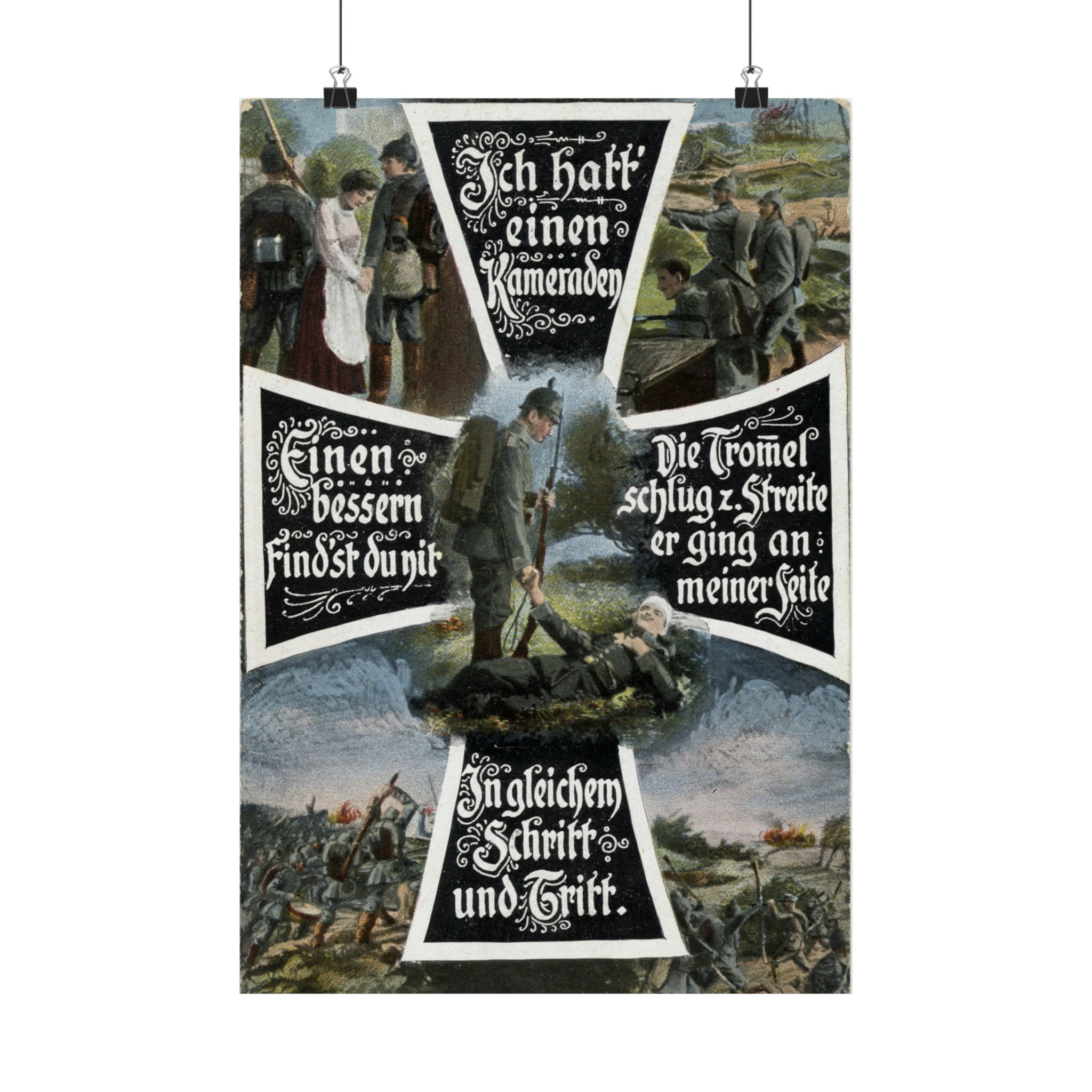 Ich hatt einen Kameraden WW1 German Iron Cross Fallen Soldier Poster ...
