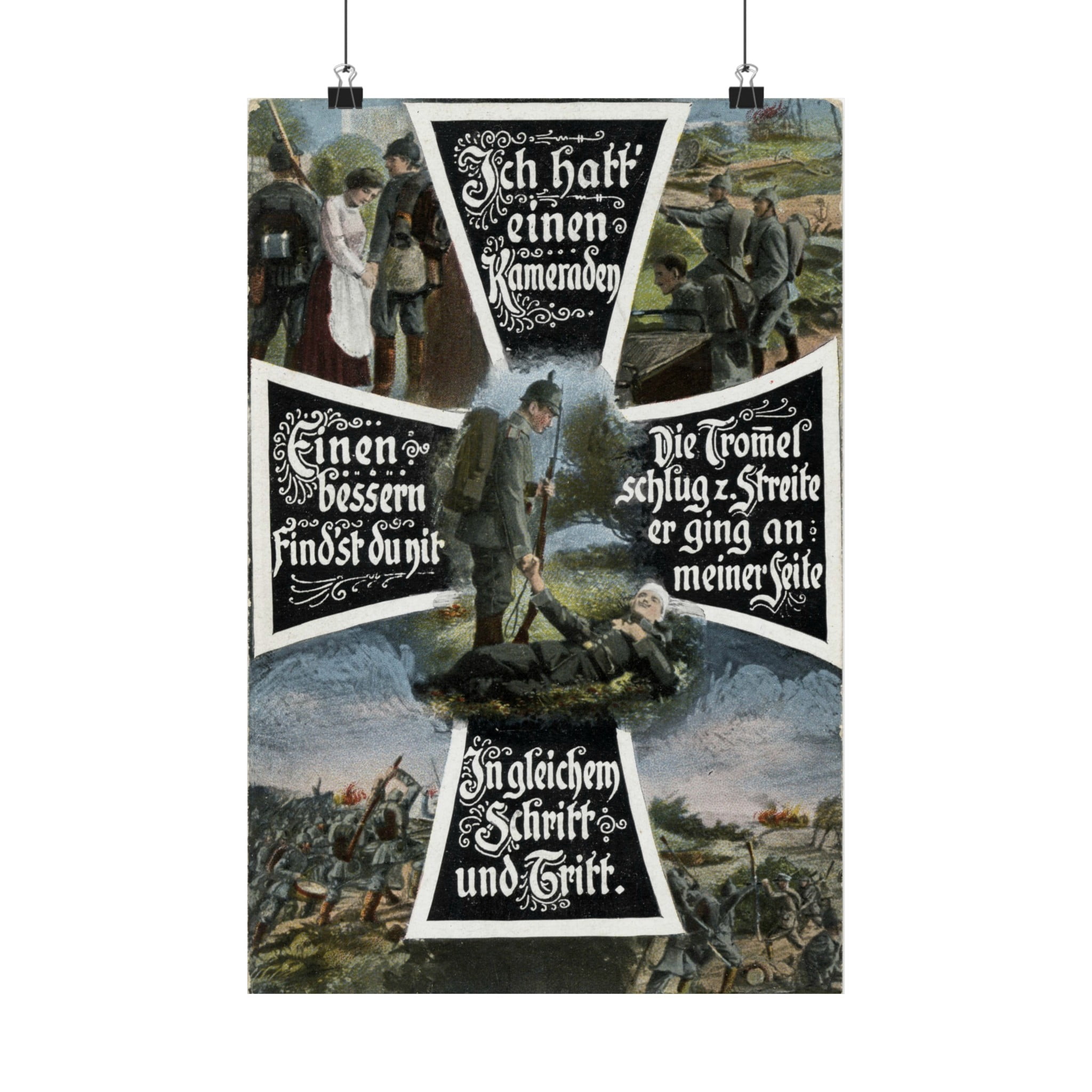 Ich hatt einen Kameraden WW1 German Iron Cross Fallen Soldier Poster ...