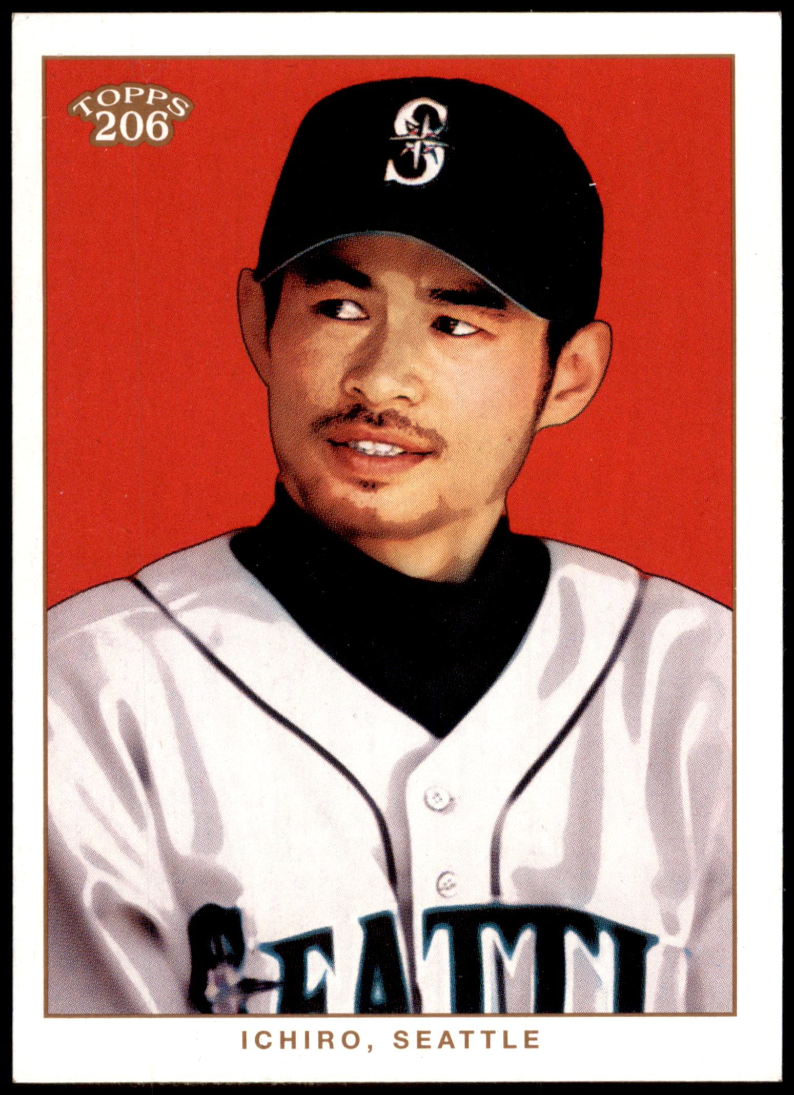 Ichiro Suzuki #256c 2002 Topps 206 white jersey portrait, red ...