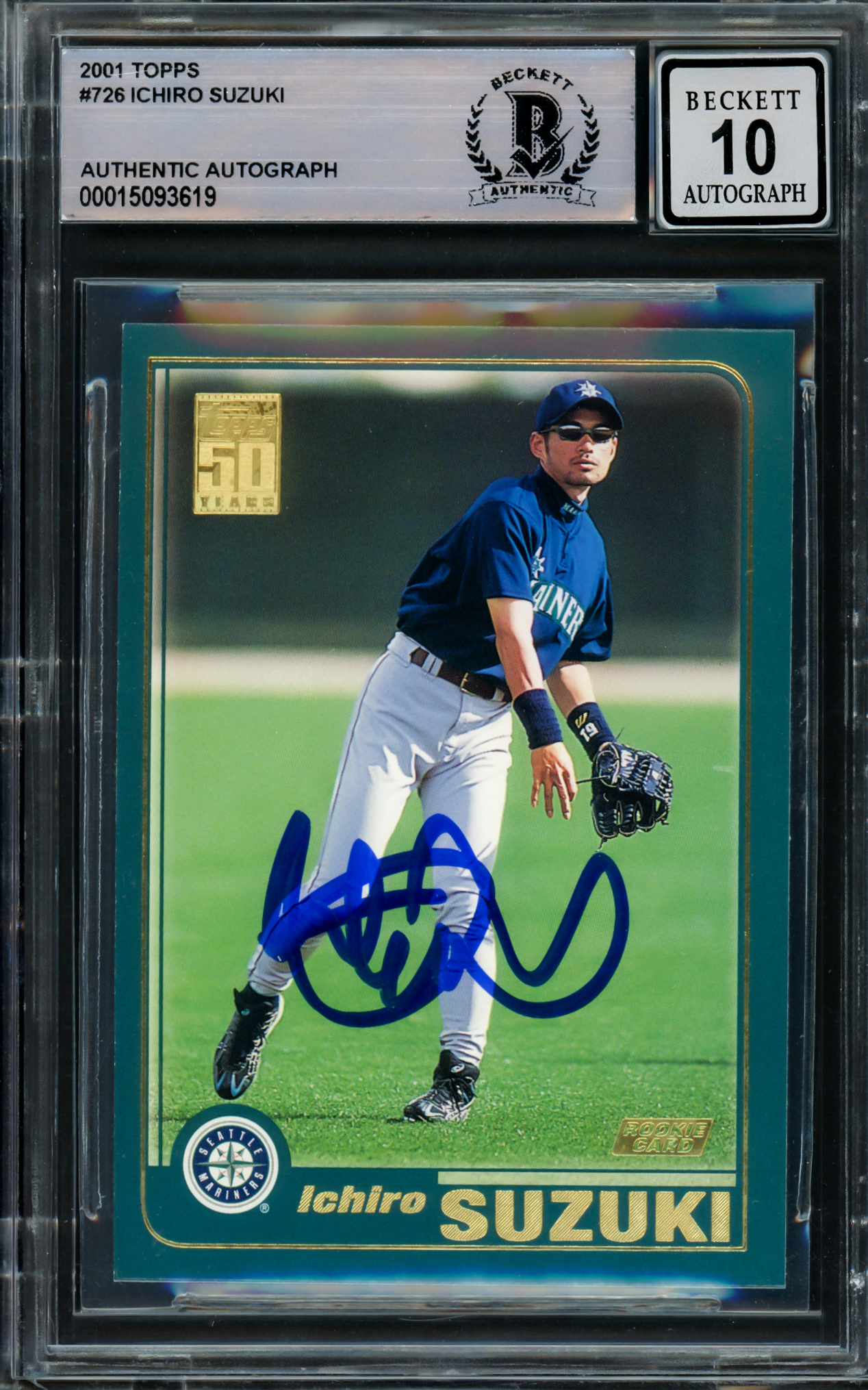 Ichiro Suzuki Autographed 2001 Topps Rookie Card #726 Seattle Mariners ...