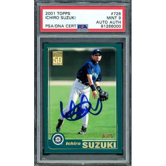 Ichiro Suzuki Autographed 2001 Topps Rookie Card #726 Seattle Mariners ...