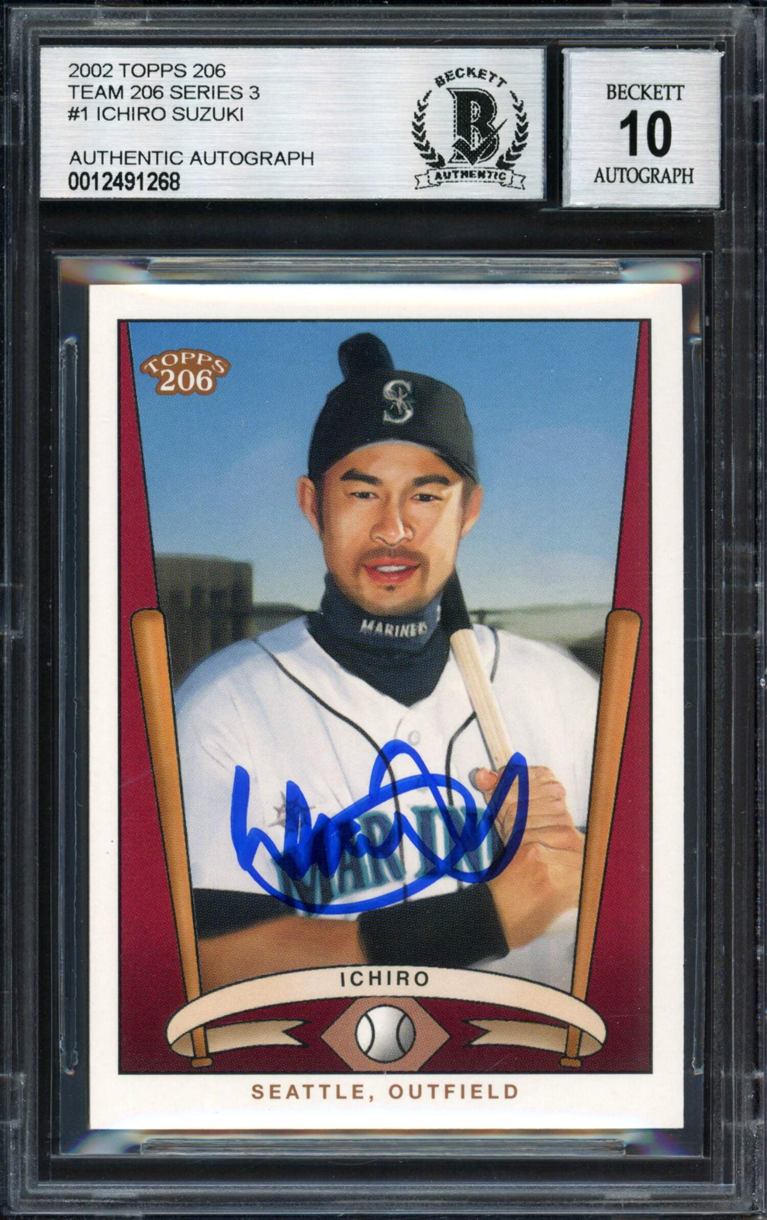 Ichiro Suzuki Autographed 2002 Topps 206 Card #T206-1 Seattle Mariners ...